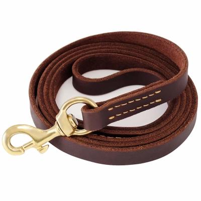 China 6 Feet Genuine Handmade Dog Leather Leashes No Slip for sale