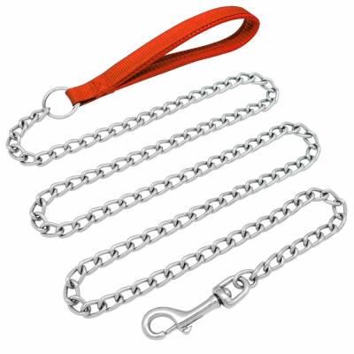 China 4/6 FT Dog Chain Leash Soft Padded Leather Handle for sale