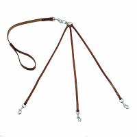 China 3 Way Handmade Dog Leather Leashes For 3 Dogs 360° Swivel Rotate Freely for sale