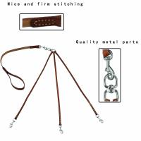 China 3 Way Handmade Dog Leather Leashes For 3 Dogs 360° Swivel Rotate Freely for sale