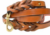 China Rust Proof Handmade Dog Leather Leashes , Braided Leather Dog Lead 4