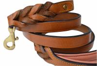 China Rust Proof Handmade Dog Leather Leashes , Braided Leather Dog Lead 4