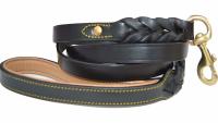 China Rust Proof Handmade Dog Leather Leashes , Braided Leather Dog Lead 4