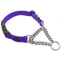China Stainless Steel Chain Nylon Martingale Dog Collar Sturdy 7 Colors Option for sale