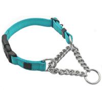 China Stainless Steel Chain Nylon Martingale Dog Collar Sturdy 7 Colors Option for sale