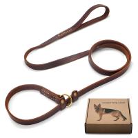 China Adjustable Stitched Handmade Dog Leather Leashes 5' x 0.7