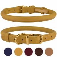 China Handmade Leather Rolled Rope Dog Collars For Small Medium Large Dogs Puppy Cat for sale