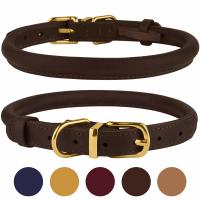 China Handmade Leather Rolled Rope Dog Collars For Small Medium Large Dogs Puppy Cat for sale