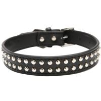 China 5 Adjustment Holes Soft Nylon Dog Collar Real Split Leather Studded OEM ODM Available for sale