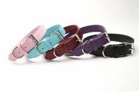 China 5 Adjustment Holes Soft Nylon Dog Collar Real Split Leather Studded OEM ODM Available for sale