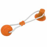 China TPR Dog Tough Chew Toys Pet Self Playing Rubber Ball With Suction Cup for sale