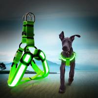 China Fishing Net Reflective Rechargeable LED Dog Harness Double Adjustable Buttons for sale