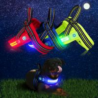 China Double Fiber Nylon Mesh Flashing LED Dog Harness , Illuminated Dog Harness Vest for sale