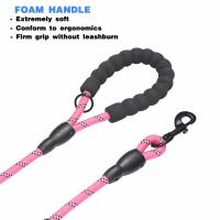 China Reflective  6 Feet Long Nylon Dog Leash , Heavy Duty Dog Leash 2 Padded Handles for sale