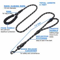 China Reflective  6 Feet Long Nylon Dog Leash , Heavy Duty Dog Leash 2 Padded Handles for sale