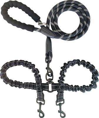 China Dual Nylon Dog Leash 360 Swivel No Tangle Comfortable Shock Absorbing for sale