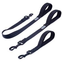 China Black Color Short Dog Leash Double Webbing Nylon Reflective For Training for sale