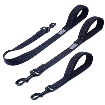 China Black Color Short Dog Leash Double Webbing Nylon Reflective For Training for sale