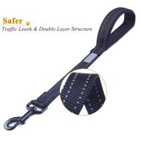 China Black Color Short Dog Leash Double Webbing Nylon Reflective For Training for sale