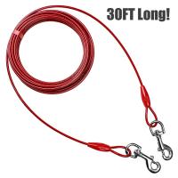 China Extra Long 30 Ft Nylon Dog Leash Braided Steel Anti Rusty Tie Out Cable for sale
