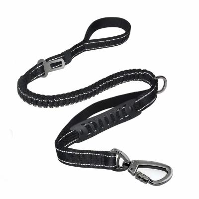 China Shock Absorbing Bungee Nylon Dog Leash 2 Padded Traffic Handle Training Pet for sale