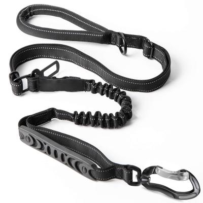 China Multi - Functional Nylon Dog Leash Soft Padded 2 Handles Shock Absorbing Bungee Rope for sale