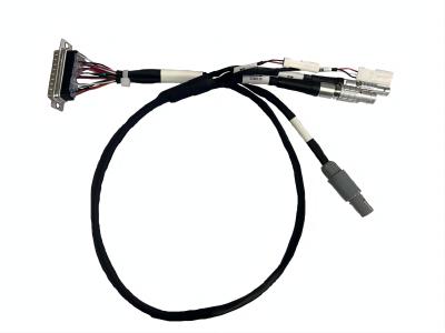China Black 680mm Metallic Shield Cable Wire Harness DB25 Double Row Rivet End Plug for sale