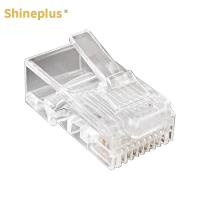 China RJ45 Crystal Head 8P8C CAT5E Hole 1.0 Tripod Double Band Shield, Cable Crystal Head for sale
