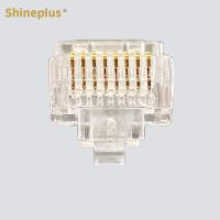 China RJ45 Crystal Head 8P8C CAT5E Hole 1.0 Tripod Double Band Shield, Cable Crystal Head for sale
