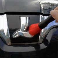 China Long Handle Red Bristle Auto Detailing Brush For Car Seat Leather for sale