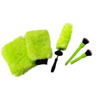China Bright Green Microfiber Car Detailing Brush Set For Cleaning for sale