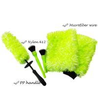 China Bright Green Microfiber Car Detailing Brush Set For Cleaning for sale