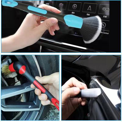 China Boar Hair Mixed Plastic Handle Car Interior Detailing Brush OEM Acceptable for sale