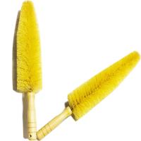 China Soft Bristle Car Rim Wash Brush 30cm Eco-Friendly Wood Handle Vehicle Washing Tool for sale