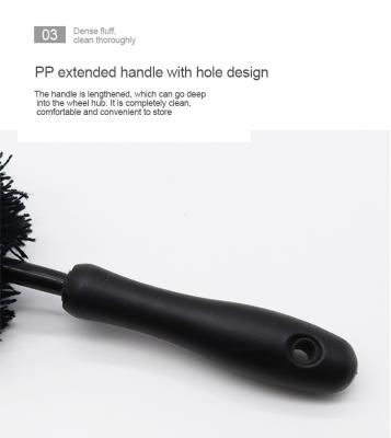 China Long Handle Microfiber Tire Rim Cleaning Brush Black for sale