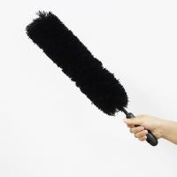 China Black Color Car Wheel Hub Cleaning Brush Dense Fluff Long Plastic Handle for sale