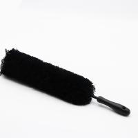 China Black Color Car Wheel Hub Cleaning Brush Dense Fluff Long Plastic Handle for sale