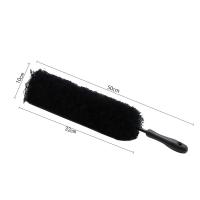 China Black Color Car Wheel Hub Cleaning Brush Dense Fluff Long Plastic Handle for sale