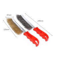 China Abrasive Brass Coopered Coated Steel Knife Wire Brushes With Plastic Handle for sale