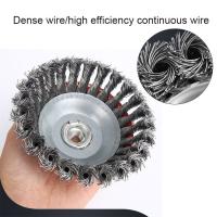 China Twisted Knot Steel Wire Cup Brush 3 Inch 14000 RPM Industrial Rotary Cleaning Brush for sale