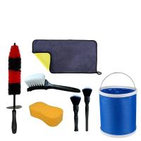 China 7 Piece Car Wash Cleaning Kit Car Detailing Tools Set with Soft Bristle Brush PP Handle for sale