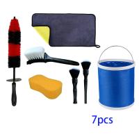 China 7 Piece Car Wash Cleaning Kit Car Detailing Tools Set with Soft Bristle Brush PP Handle for sale
