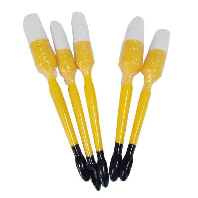 China Yellow Handle Boar Bristle Car Cleaning Brush Set 5 Pcs Detailing Brush for sale