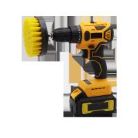 China Yellow Nylon Drill Brush Set for Car Polishing Cleaning 4 Inch for sale