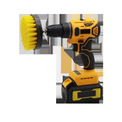 China Yellow Nylon Drill Brush Set for Car Polishing Cleaning 4 Inch for sale