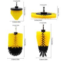 China 4pcs Rotary Drill Brush Set 100mm PP Bristle Car Wash Cleaning Kit M6 for sale