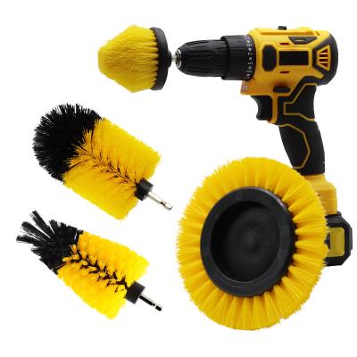 China 4pcs Rotary Drill Brush Set 100mm PP Bristle Car Wash Cleaning Kit M6 for sale