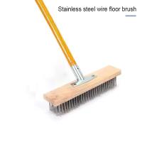 China Stainless Steel Wire Outdoor Courtyard Cleaning Brush with Wood Handle 50cm for sale