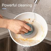 China Multi-Purpose Kitchen Pot Brush Stainless Steel Wire Heat Resistant Dish Cleaning Tool 20cm for sale