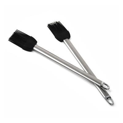 China High Temperature Silicone BBQ Basting Brush 24.8cm Stainless Steel Handle Grill Brush for sale